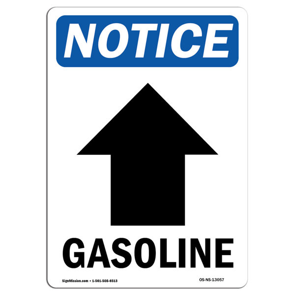 SignMission Gasoline [Up Arrow] Sign with Symbol | Wayfair